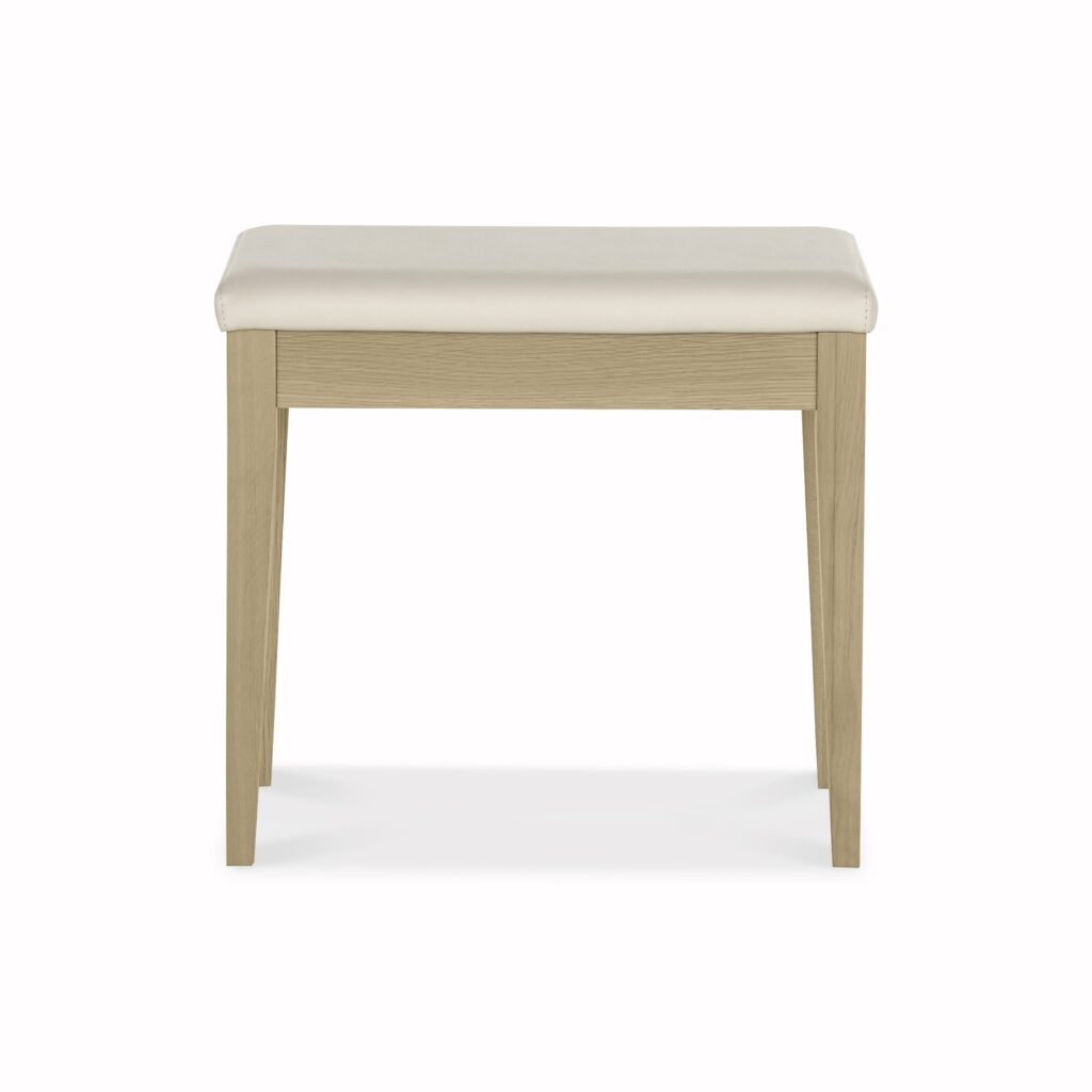 Rimini Aged Oak & Weathered Oak Stool - Ivory Bonded Leather - Morgan ...