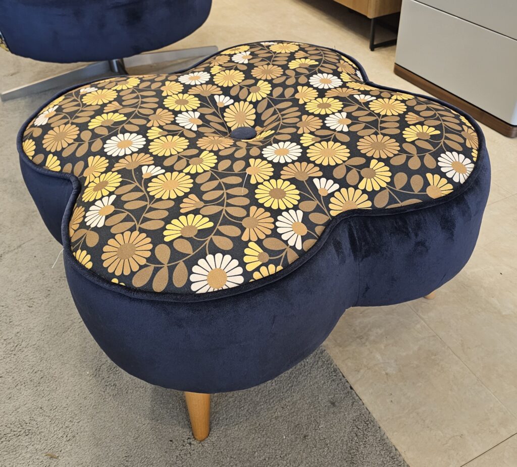 Daisy Large Stool - Bandon Velvet Navy - Morgan Doyles